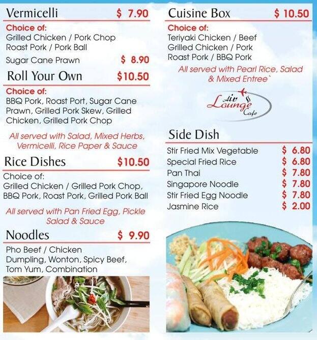 Menu at Air Restaurant, Adelaide, 210 North Tce