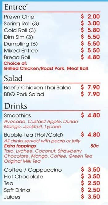 Menu at Air Restaurant, Adelaide, 210 North Tce