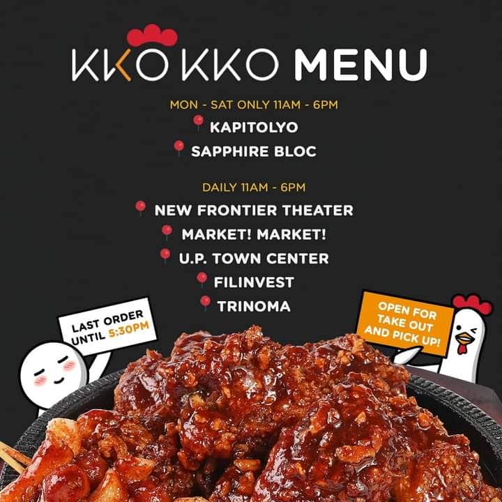 Menu at KKO KKO restaurant, Quezon City, Triangle North Mall