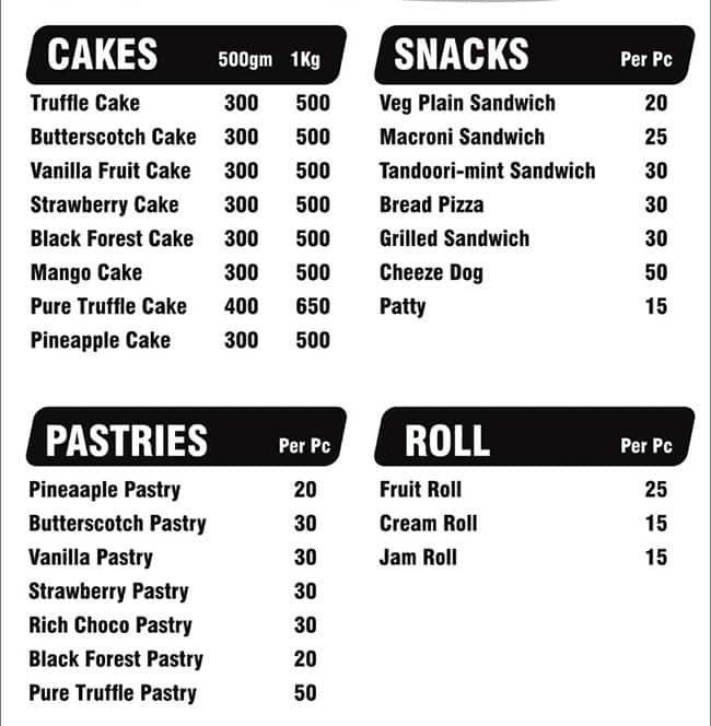 Menu of AM PM Bakers, Rama Mandi, Jalandhar