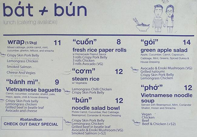 Menu at Bat + Bun restaurant, Darlinghurst, 379B S Dowling St