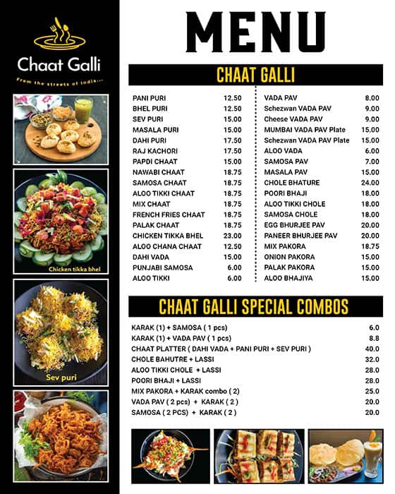 Menu at CHAAT GALLI restaurant, Dubai