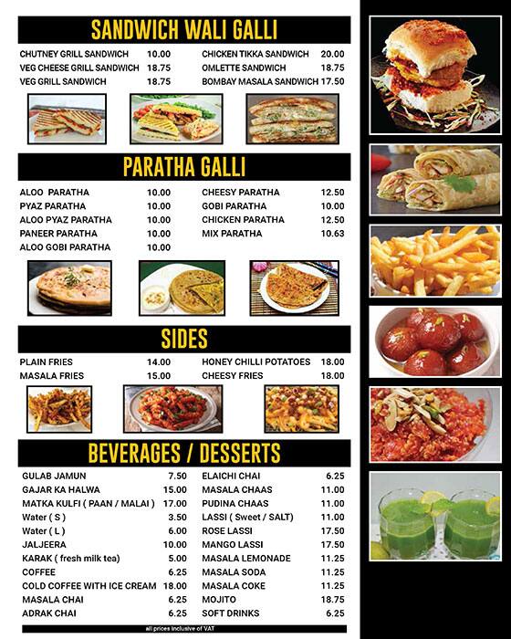 Menu at CHAAT GALLI restaurant, Dubai