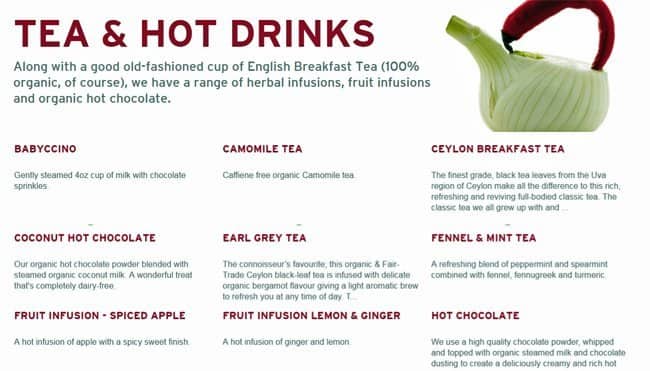 Menu at Pret A Manger fast food, London, 1 Whitehall