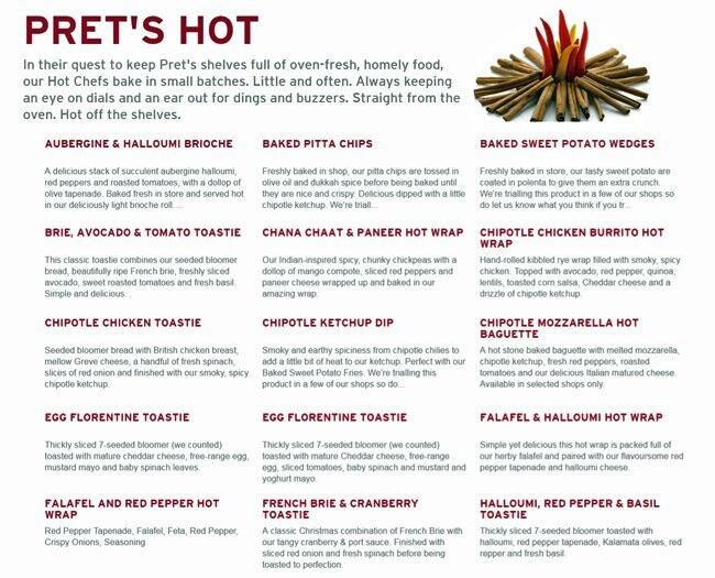 Menu At Pret A Manger Fast Food London 1 Whitehall