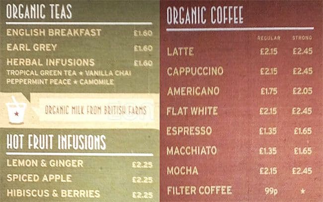 Menu at Pret A Manger, 135 Cannon St - Restaurant prices