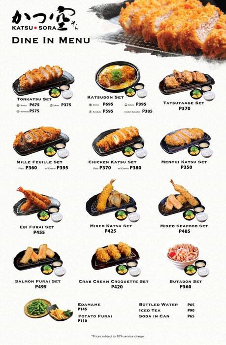 Menu of Katsu Sora, Bagong Pag-Asa, Quezon City