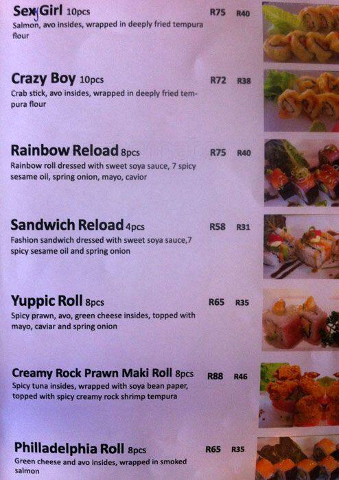 Speisekarte von Indulge restaurant, Kapstadt, 118 Main Rd