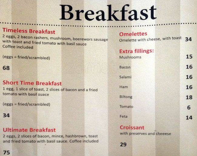 Timeless Cafe Menu, Menu for Timeless Cafe, Strand, Cape Town - Zomato SA