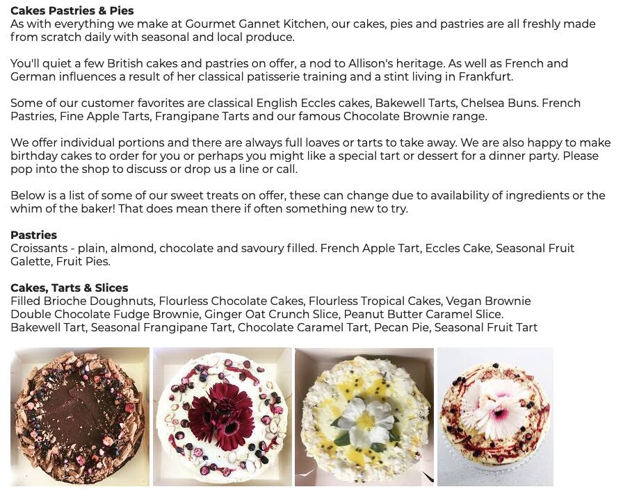 Menu at Gourmet Gannet Kitchen, Auckland