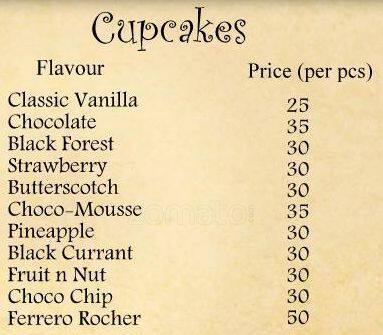 Menu at Happy Cakes, Chennai, No 13