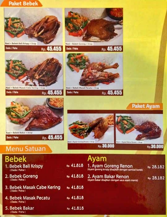 Bebek Renon Menu, Menu for Bebek Renon, Bintaro, Jakarta - Zomato Indonesia