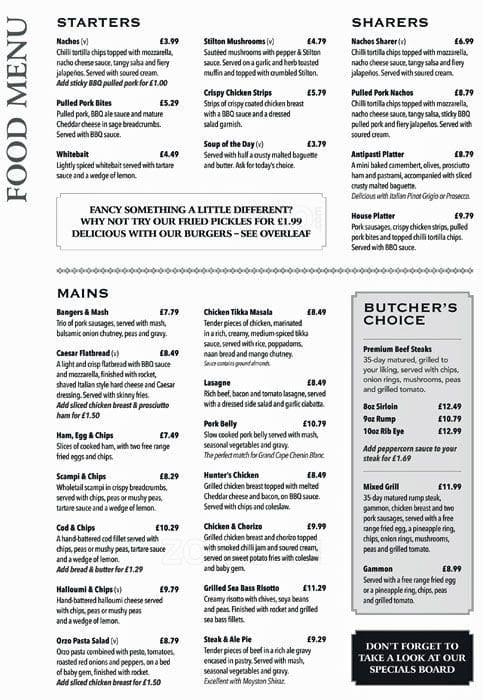 Menu at Corstorphine Inn pub & bar, Edinburgh