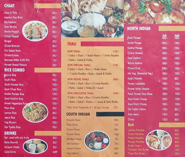 Menu at Aggarwal Tikki Wala, New Delhi, 263