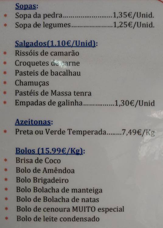 Menu em Os Grelhados dos Reis restaurante, Parede