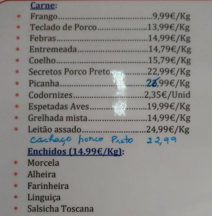 Menu em Os Grelhados dos Reis restaurante, Parede