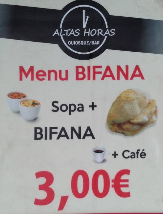 Menu at Altas Horas pub & bar, Lisbon