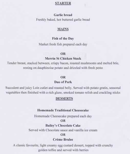 Menu at Monteiths Avonhead pub & bar, Christchurch