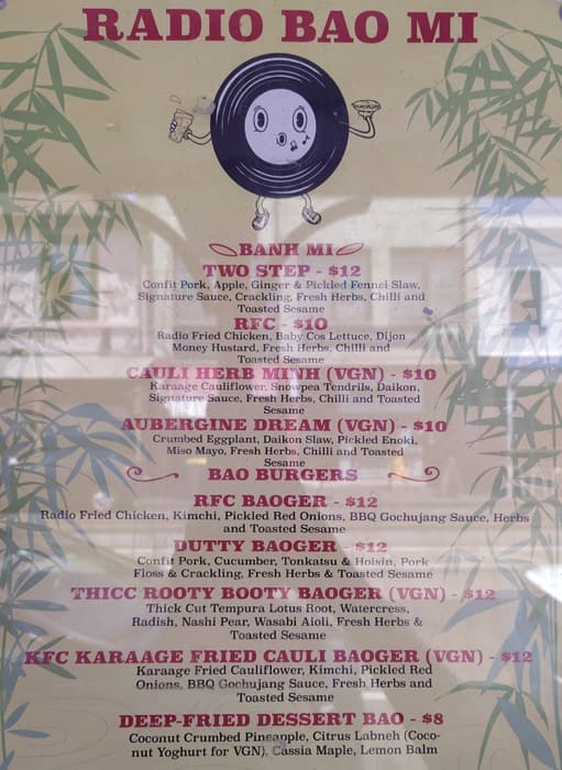 Menu at Radio Bar & Cafe, Fitzroy, 357 Brunswick St