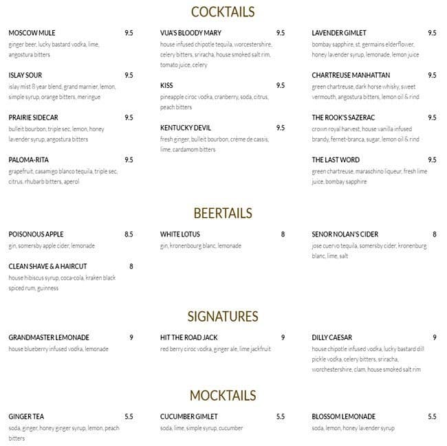 Menu at The Rook & Raven pub & bar, Saskatoon