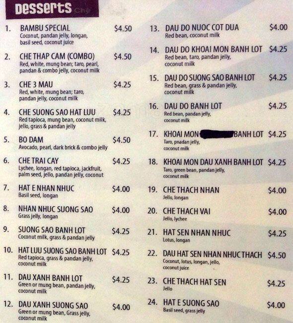 Menu at Bambu pub & bar, Garland, N Jupiter Rd