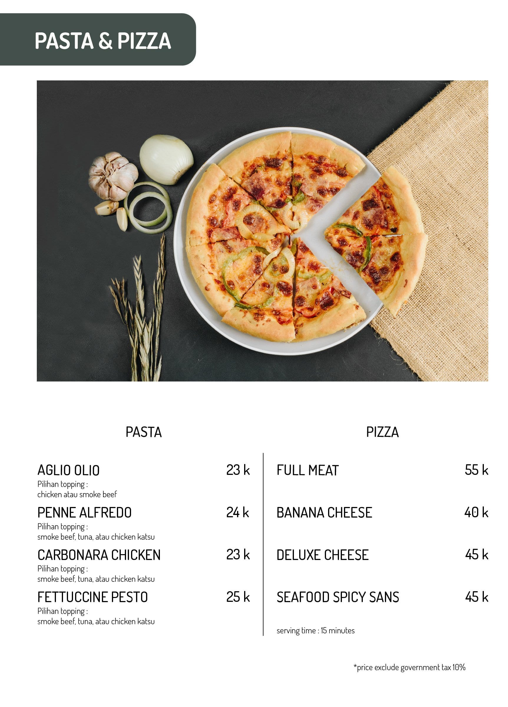 Menu at Sans. Co Space cafe, Bandung