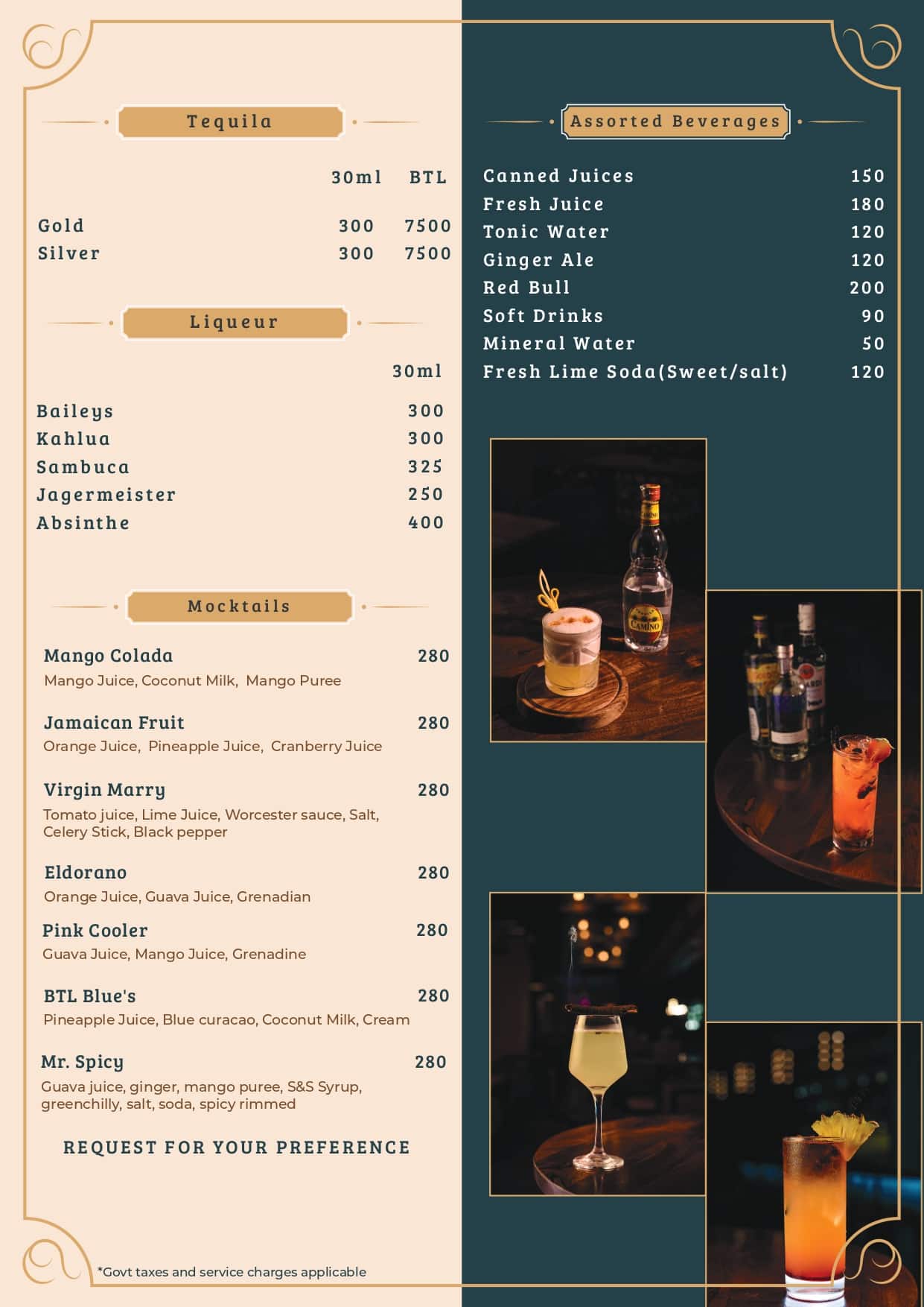 Menu at BTL - Live Music Bar, Chennai