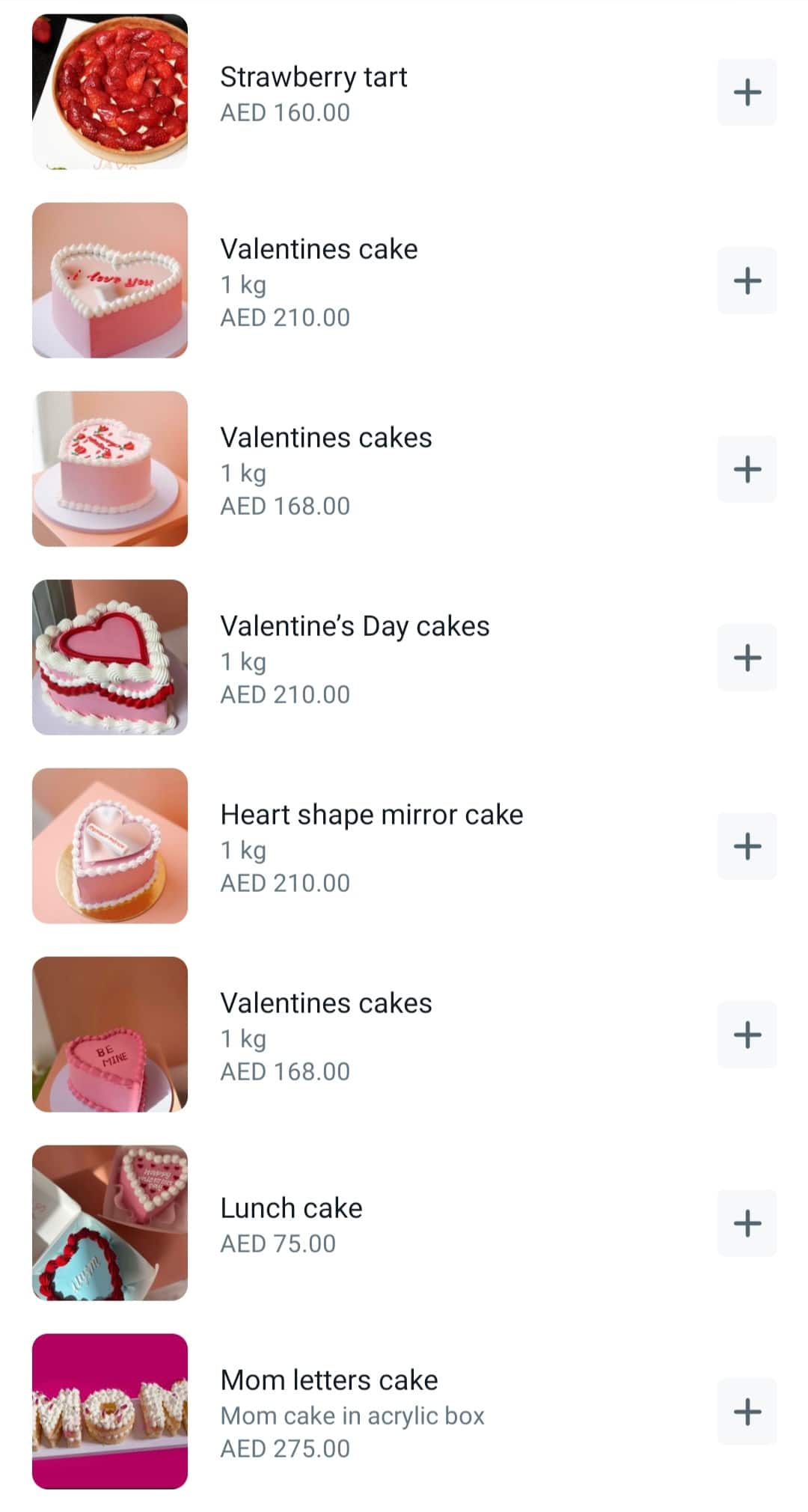 Menu of Jay's Cakes, Ras Al Khor, Dubai