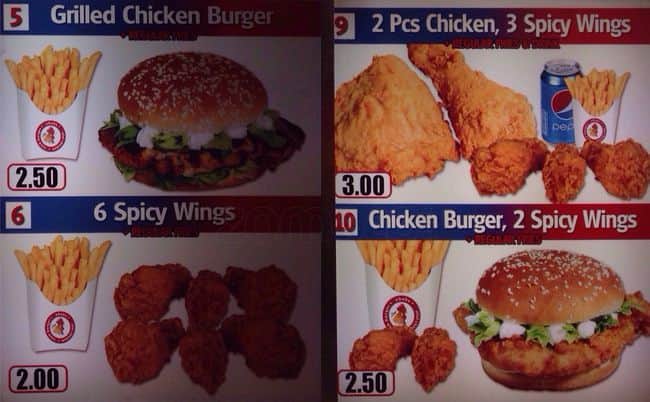 Menu at KHF restaurant, London, Pekcham