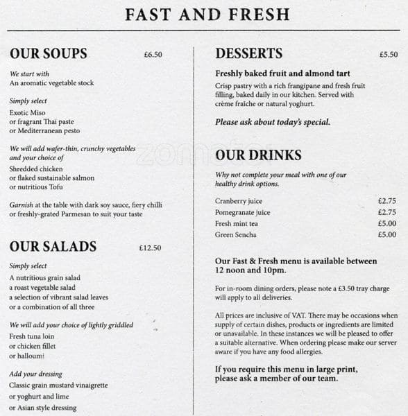 City Lounge - Crowne Plaza London The City Menu - Zomato UK