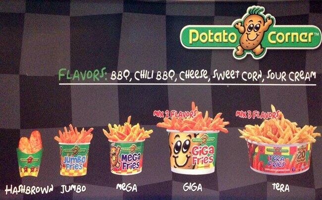 Menu at Potato Corner restaurant, Jakarta, Kalibata City