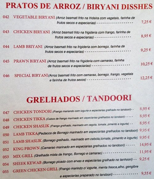 Menu at Buddha Restaurant & Bar, Lisbon