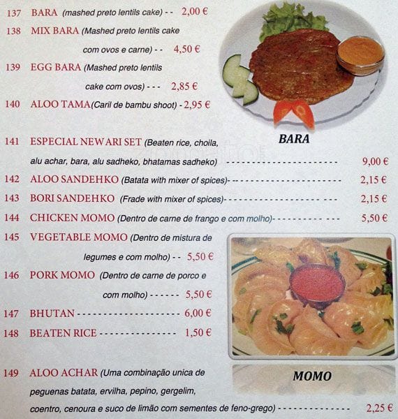 Menu at Buddha Restaurant & Bar, Lisbon