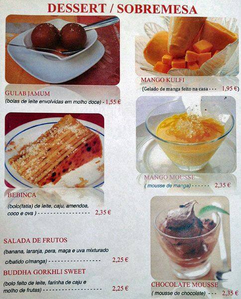 Menu at Buddha Restaurant & Bar, Lisbon