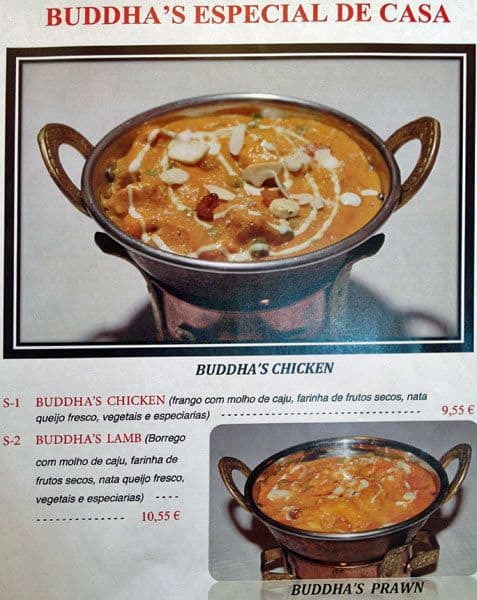 Menu at Buddha Restaurant & Bar, Lisbon