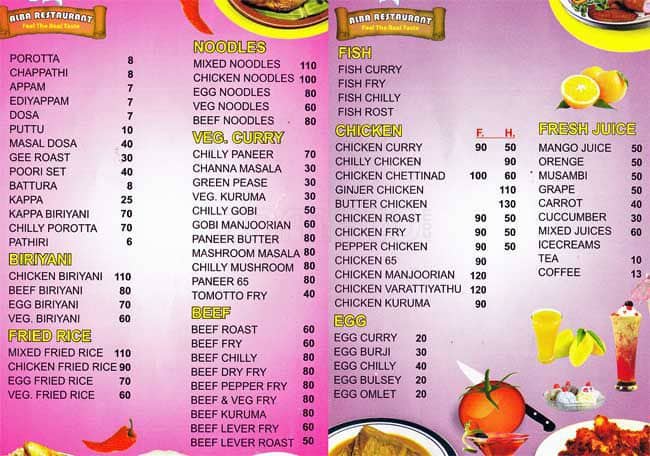 Alba Restaurant Menu, Menu for Alba Restaurant, Vennala, Kochi - Zomato