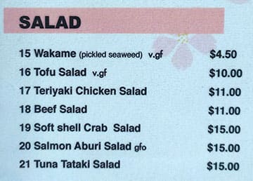 Menu at Dami Japanese Restaurant, Mount Gravatt