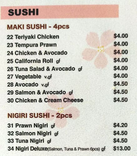 Menu at Dami Japanese Restaurant, Mount Gravatt