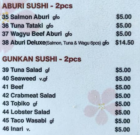 Menu at Dami Japanese Restaurant, Mount Gravatt