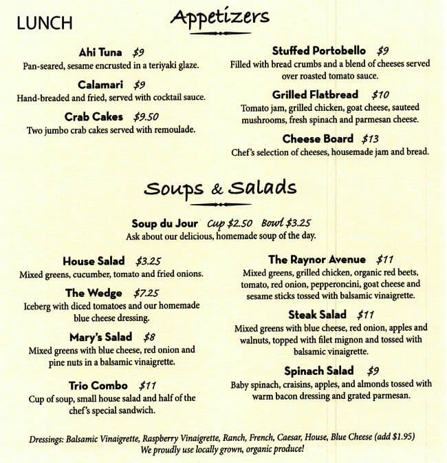 Menu at truth restaurant, Joliet