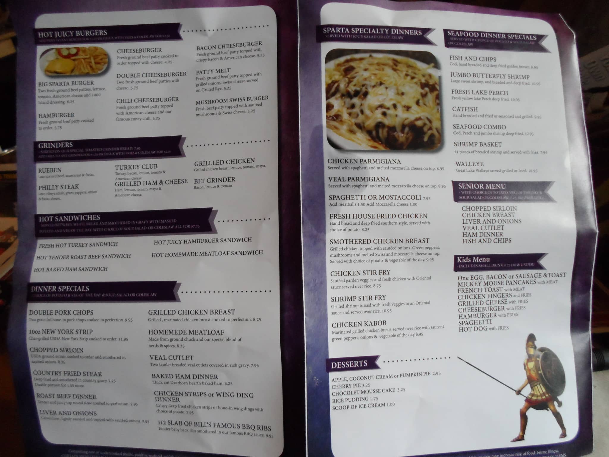 Menu at Sparta Family Dining restaurant, Woodhaven