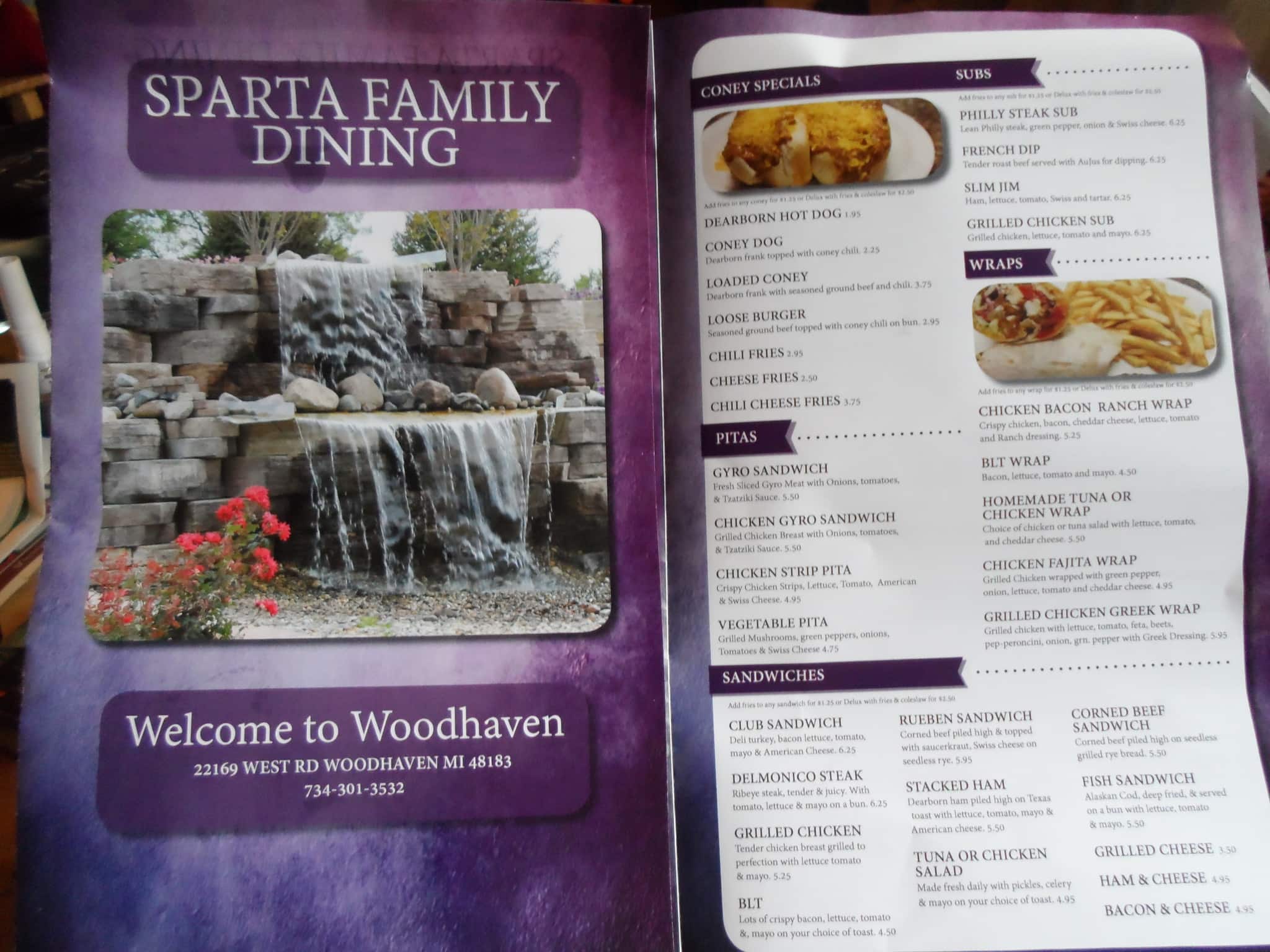 Menu at Sparta Family Dining restaurant, Woodhaven