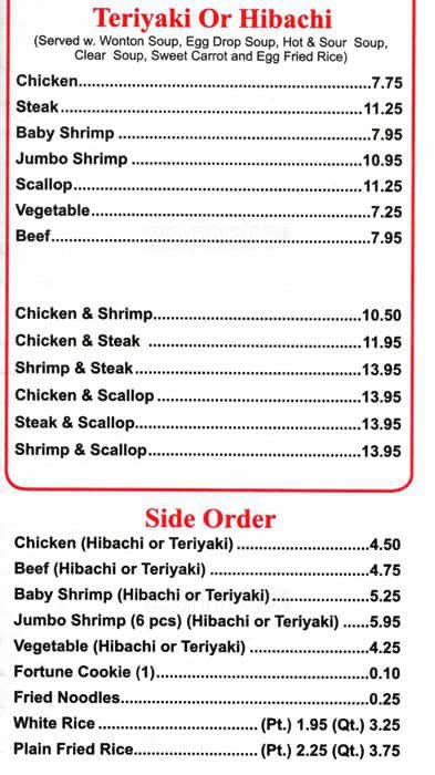 Menu at Yami restaurant, Mooresville