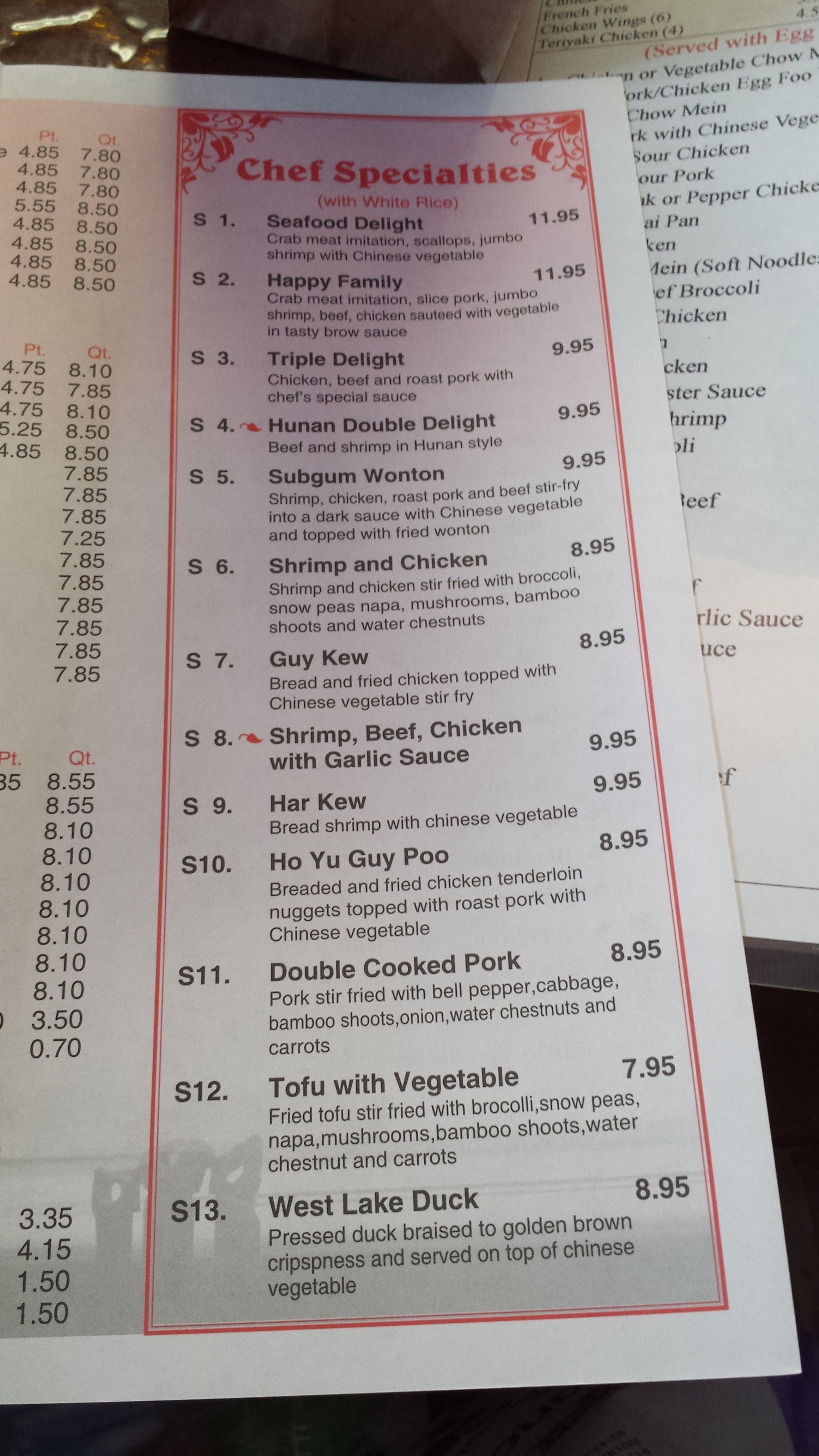 Menu at Fu King Chinese Restaurant, Lake City, 649 SW Main Blvd