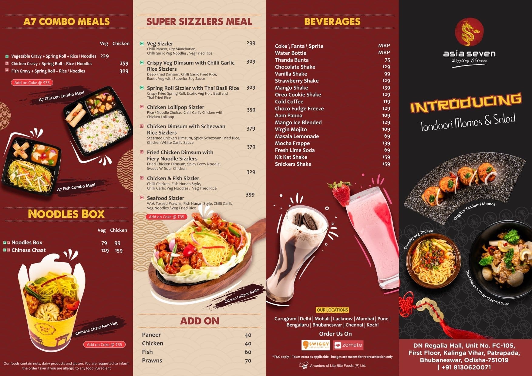Menu at Asia Seven, Bhubaneswar, DN Regalia Mall FC-105