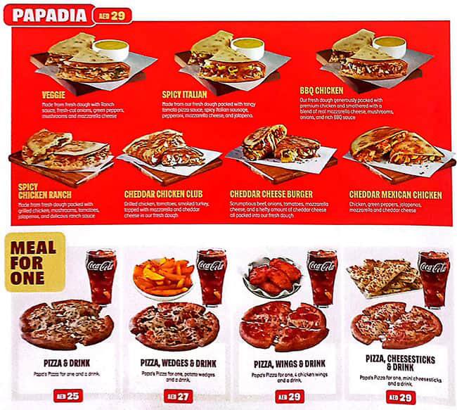 Papa Johns Menu Uae