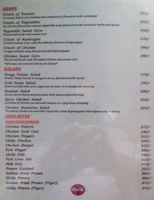 Menu at Amber Cafe, Kolkata, 2C Middleton row