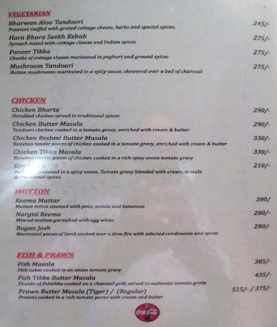 Menu at Amber Cafe, Kolkata, 2C Middleton row