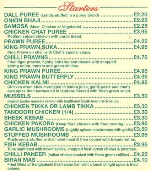 Menu at Sid's Takeaway restaurant, London, 257 Field End Rd