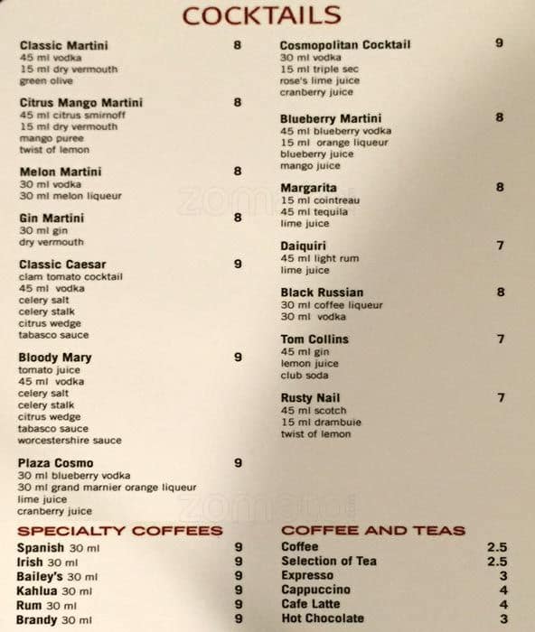 Menu at Shade Restaurant, Toronto